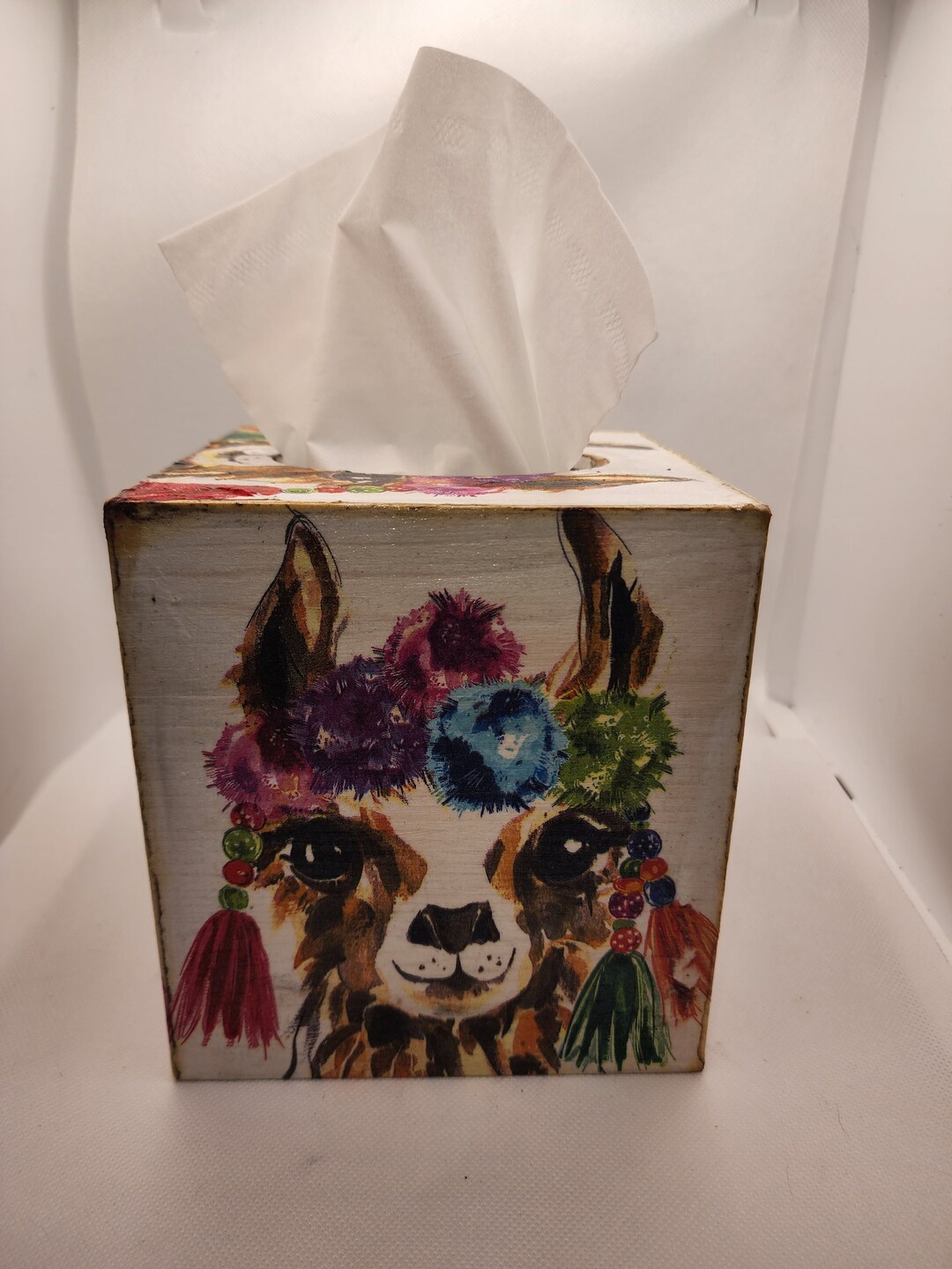Handmade Decoupage Wooden Tissue Box Cover, Llama - Etsy