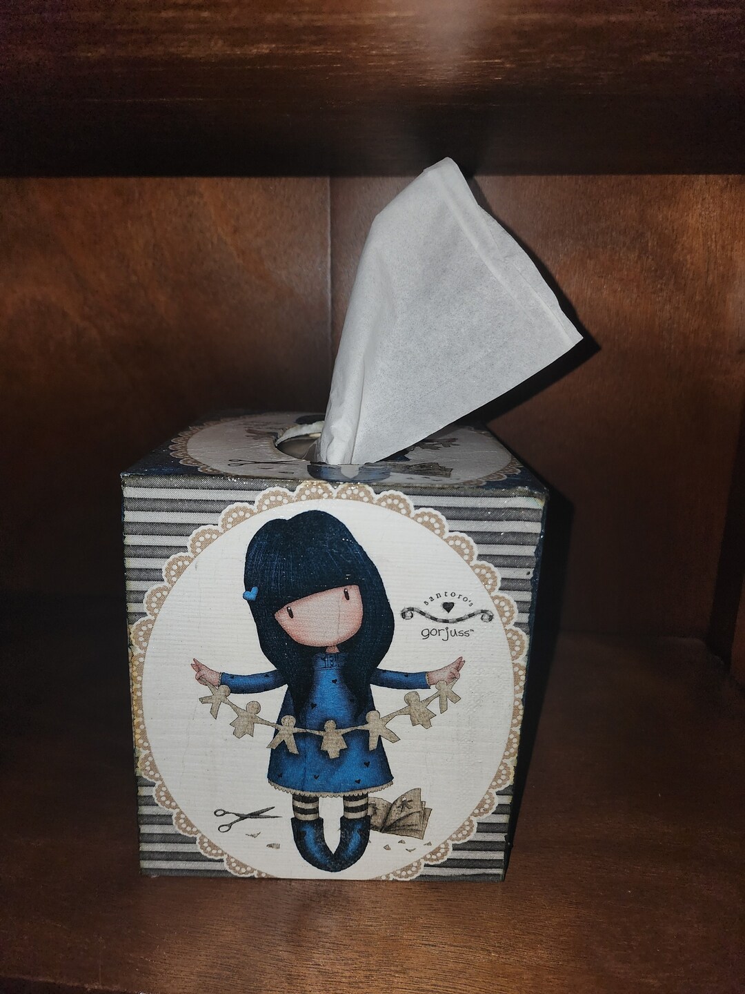 Handmade Decoupage Wooden Tissue Box Cover, Girl With Paper Dolls - Etsy
