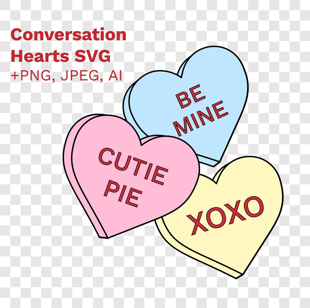 Valentine's Day Conversation Hearts SVG, PNG, Clip Art, Customizable ...