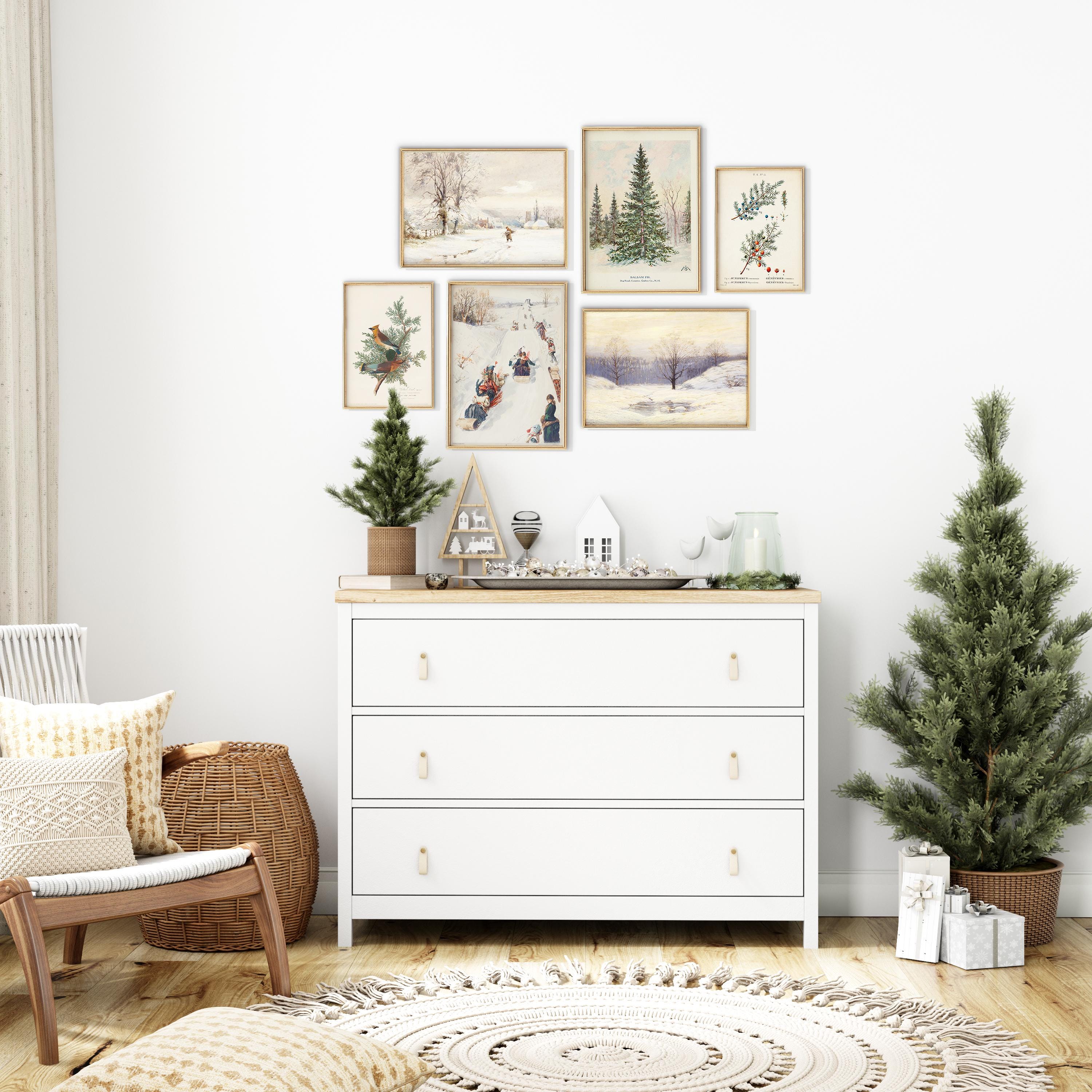 Vintage Winter Gallery Wall Art Set: Snowy Nature Prints (downloadable ...