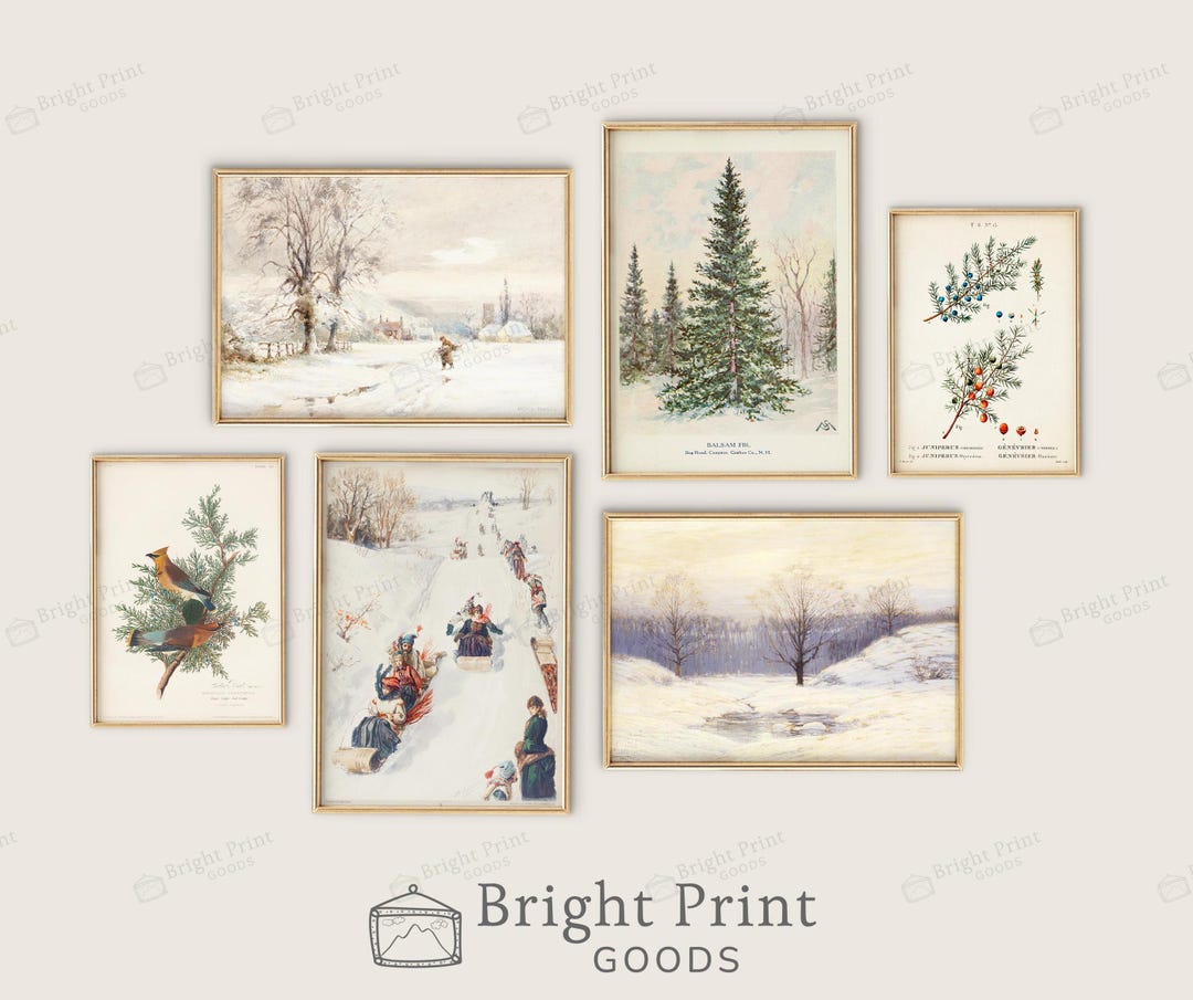 Vintage Winter Gallery Wall Art Set: Snowy Nature Prints (downloadable ...