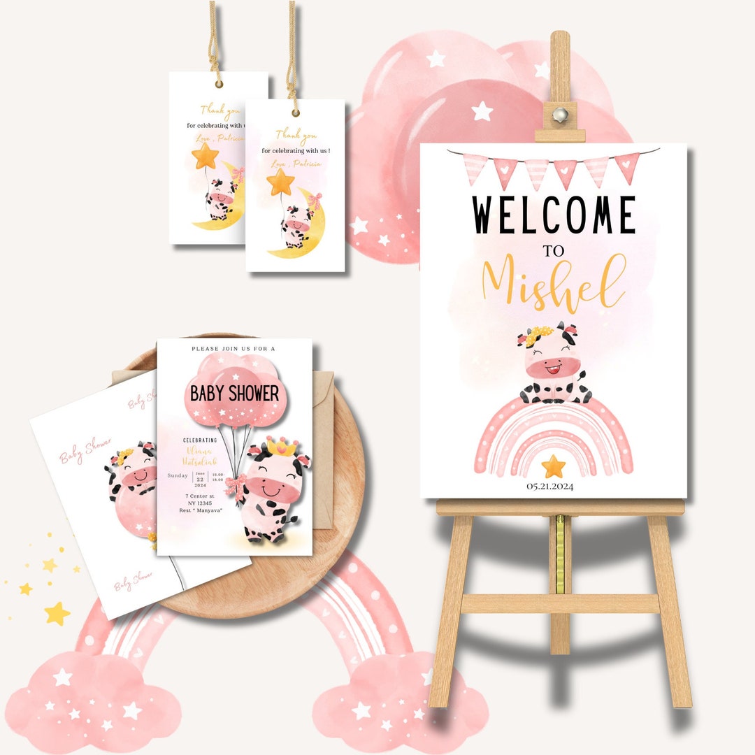 Editable Printable Baby Shower Set, Set Baby Shower Poster Label in ...