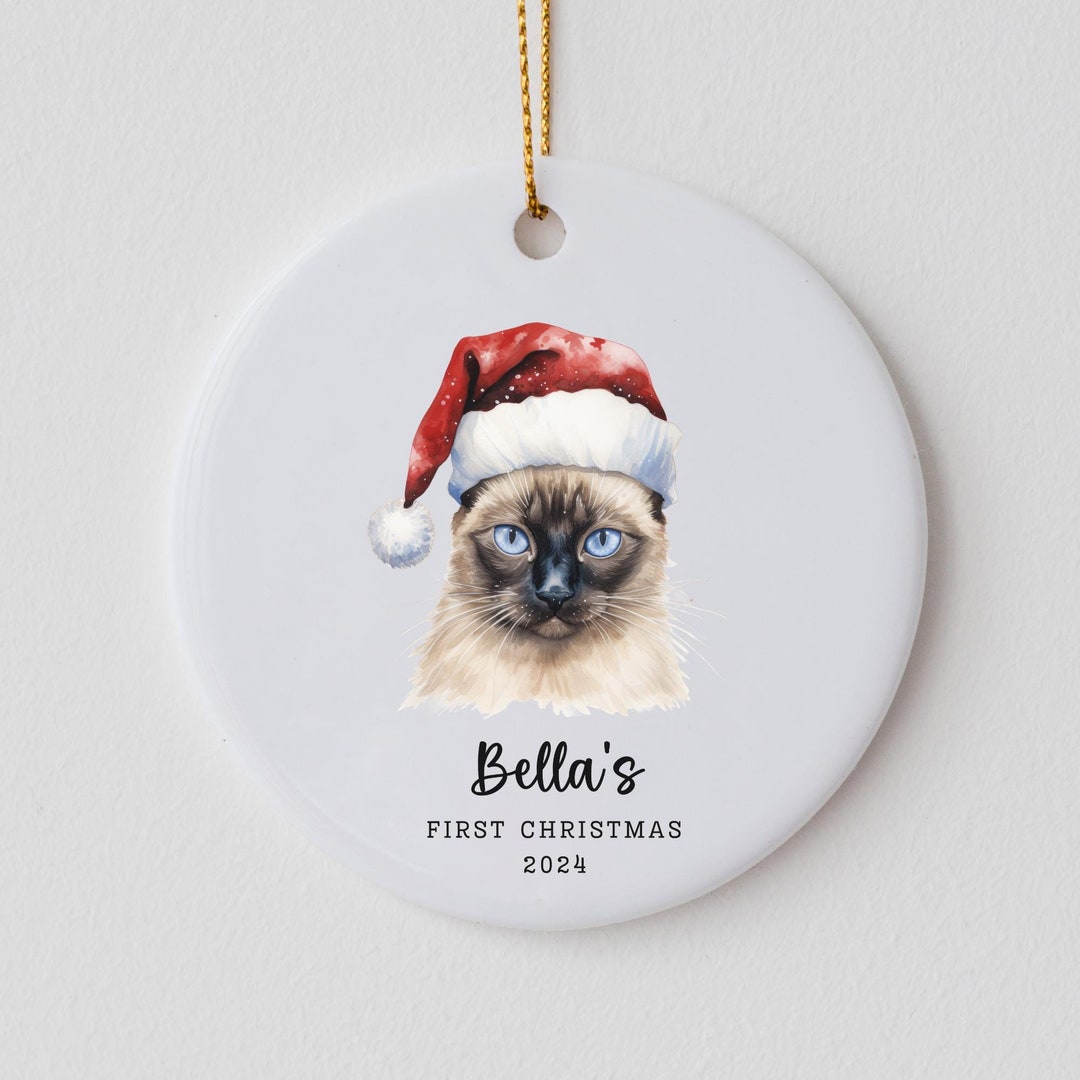 Personalized Cat's First Christmas Ornament, Custom Siamese Cat's 1st ...