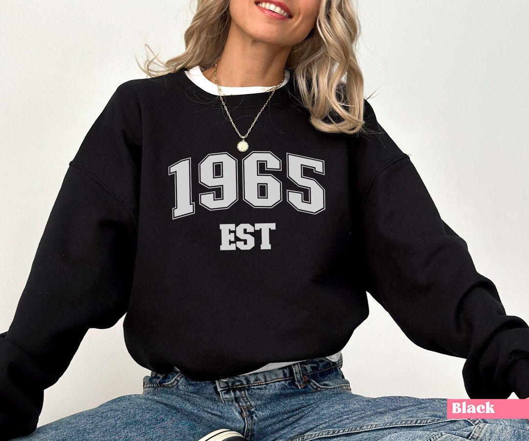 Est 1965 Sweatshirt, 60th Birthday Sweatshirt, Birth Year Number ...
