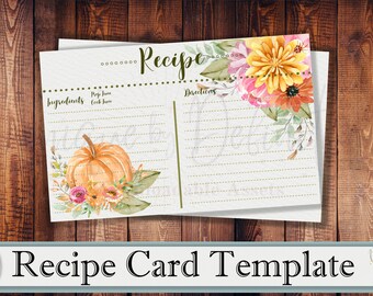 PRINTABLE 4x6 Mushroom and Snail Fall Recipe Card | Printable Recipe ...
