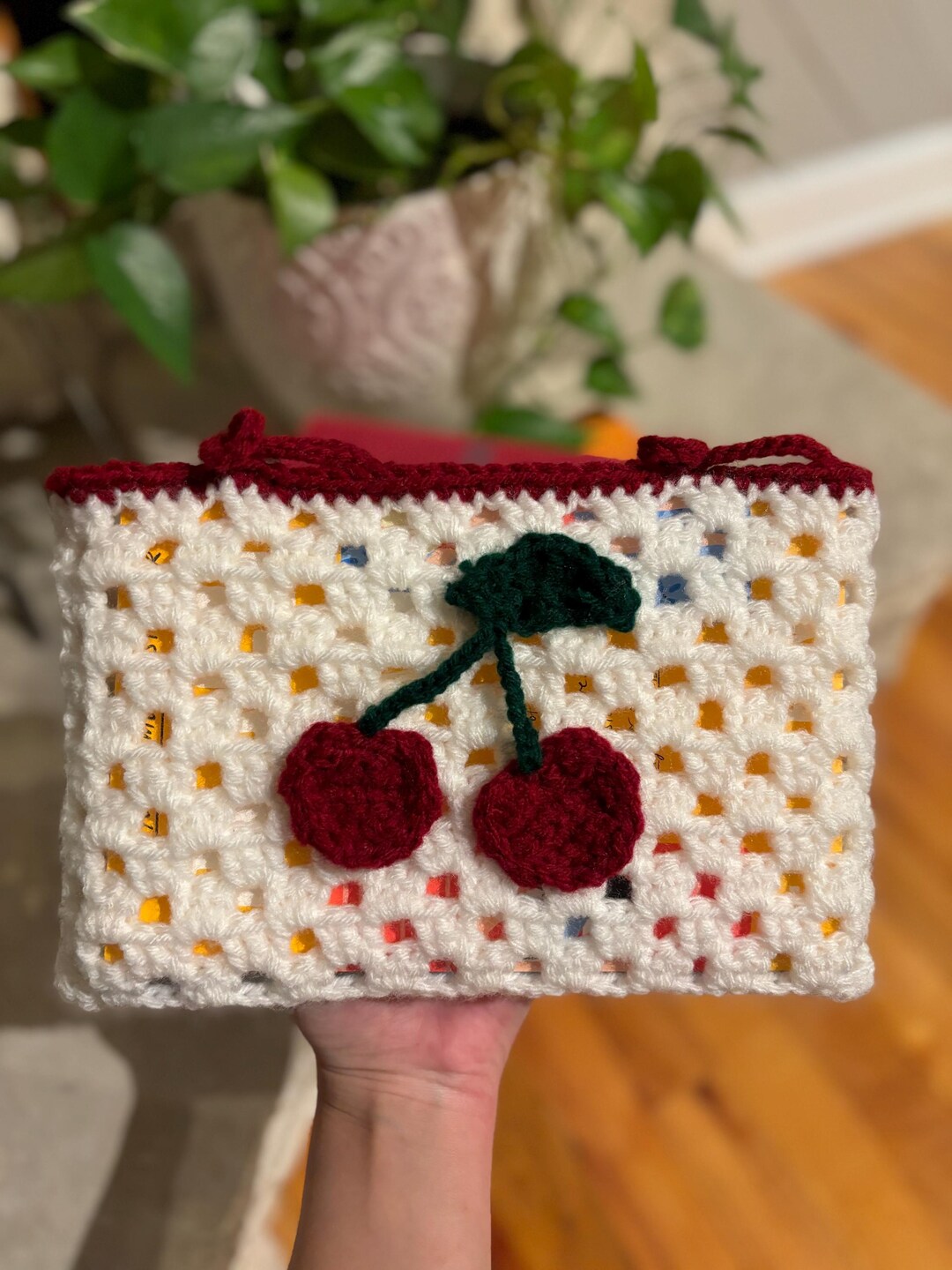 Crochet Cherry Book Sleeve | Book Pouch | Crochet Book Sleeve ...
