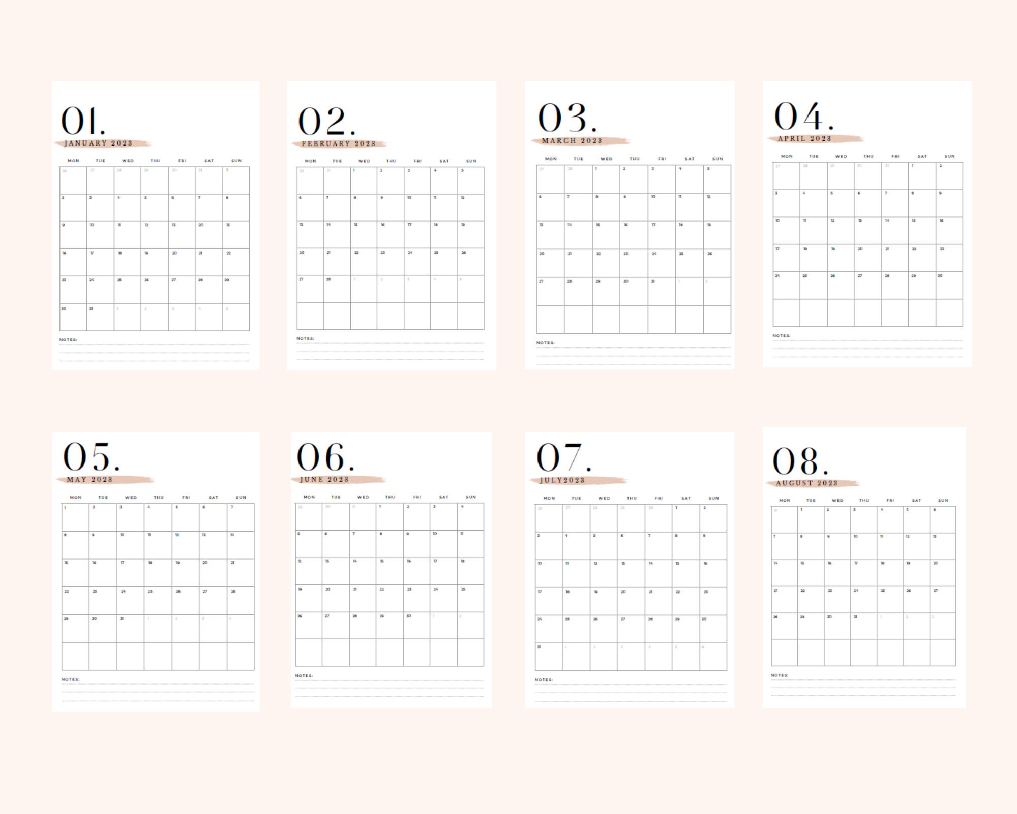 Minimal 2023 Monthly Planner | Simple and Minimal |printable and ...
