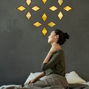 Diamond Acrylic Mirror Glass Wall Decor, Small 16 Pieces Pack Wall ...