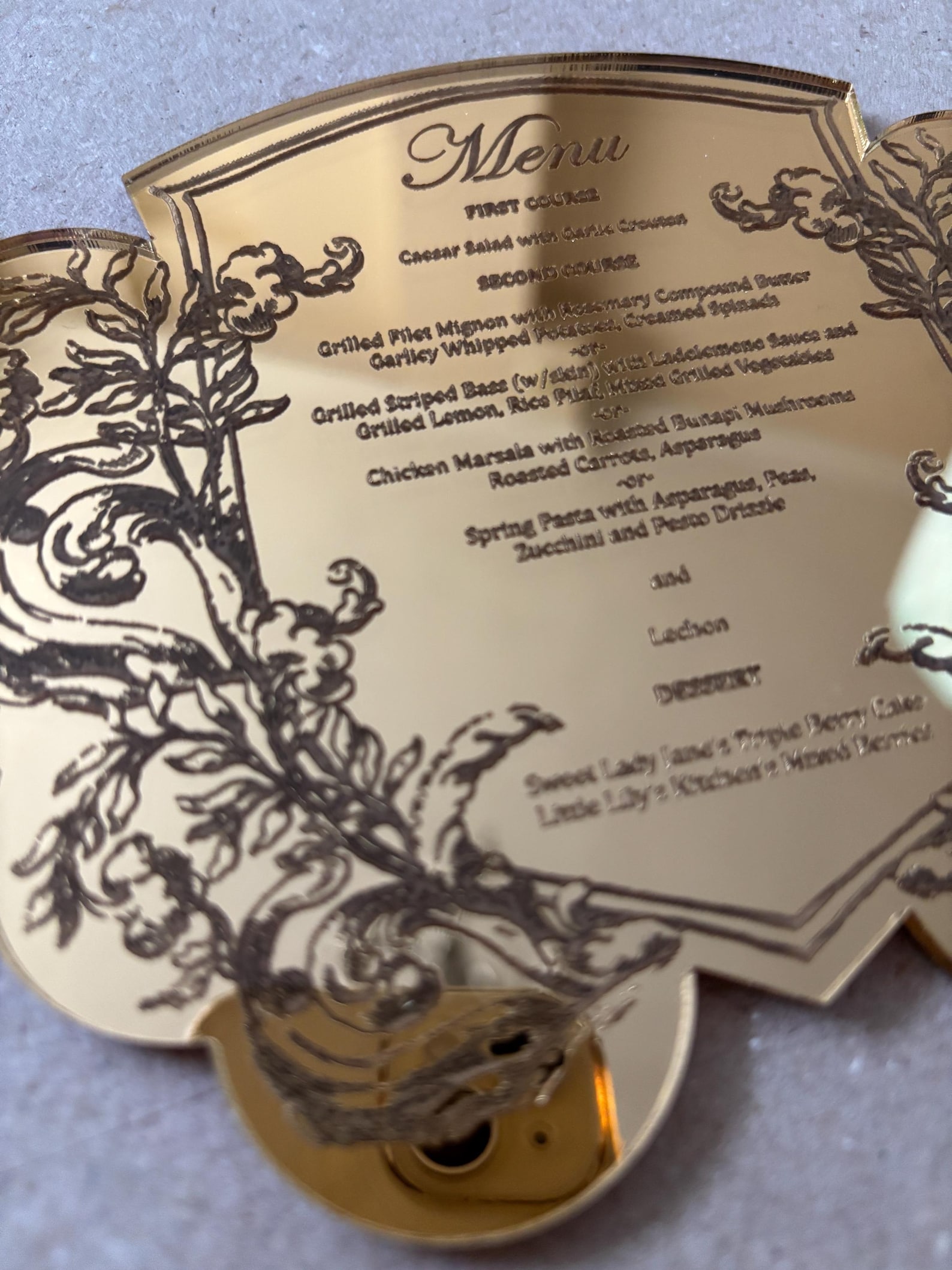 Personalized Gold Mirror Acrylic Wedding Menu - Laser Engraved - Etsy