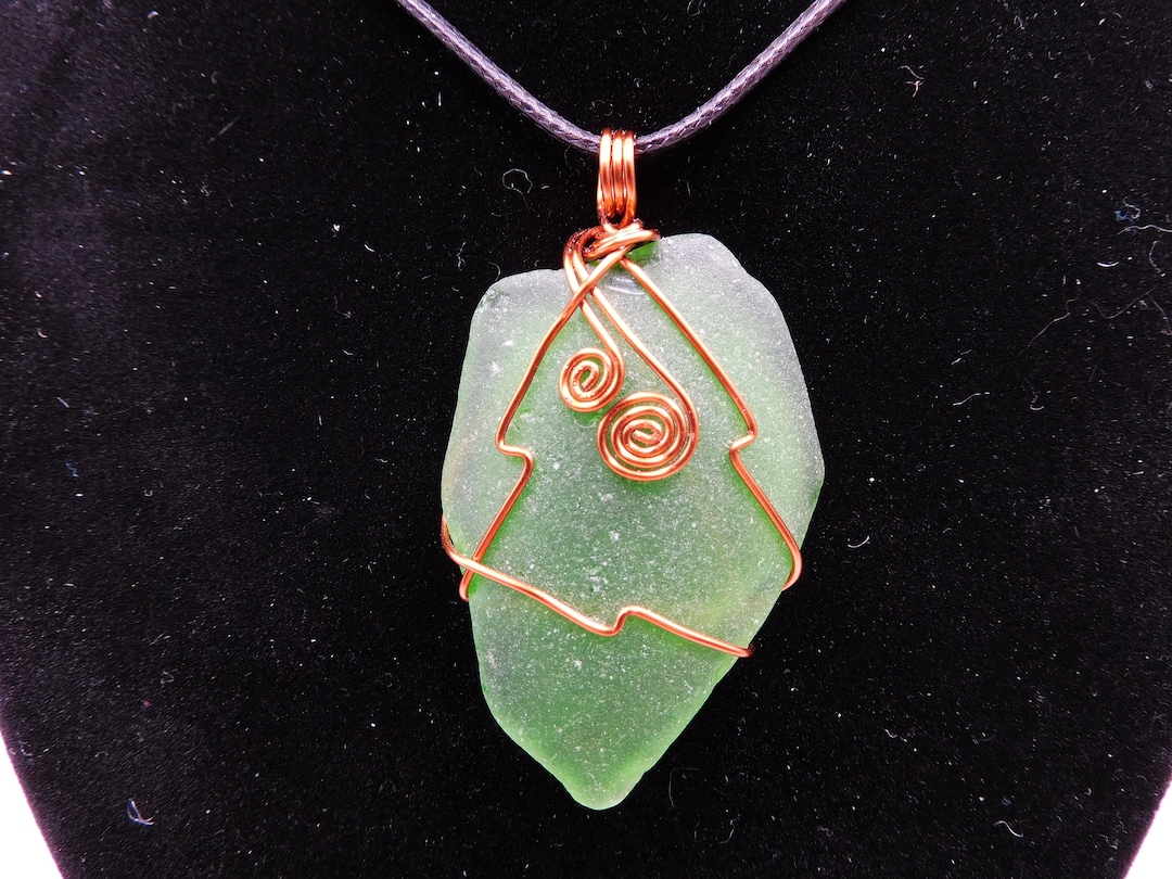 Handmade Wire Wrapped River/sea Glass Pendant Necklace (green) - Etsy