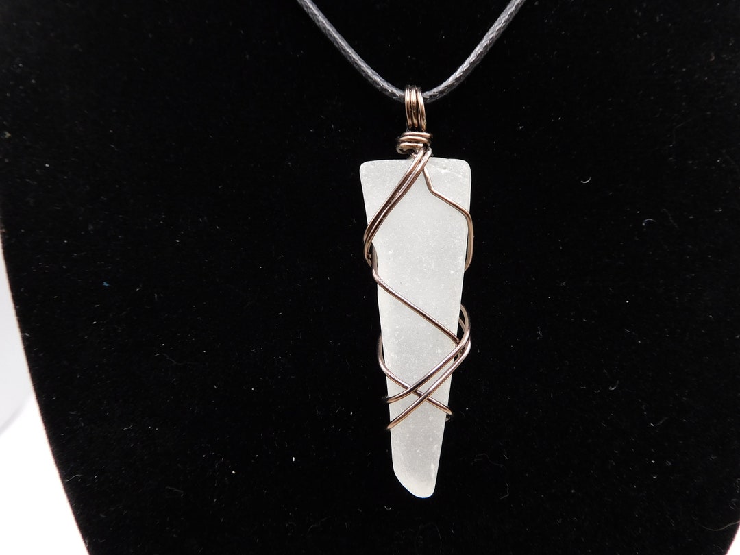Handmade Wire Wrapped River/sea Glass Pendant Necklace (clear Opaque ...
