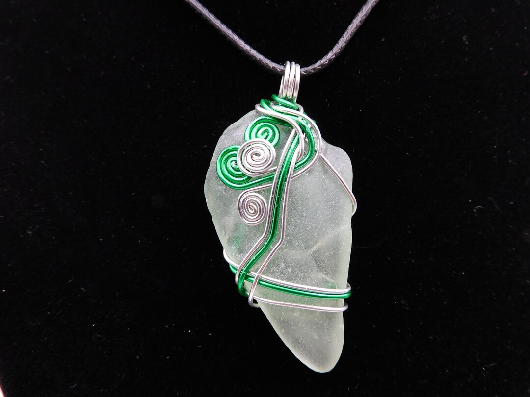 Handmade Wire Wrapped River/sea Glass Pendant Necklace (old Coca Cola ...