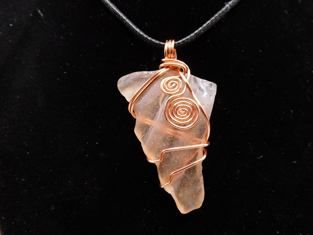 RARE Handmade Wire Wrapped River/sea Glass Pendant Necklace (textured ...