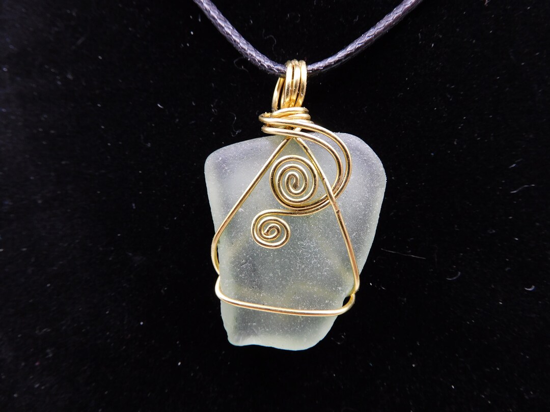 Handmade Wire Wrapped River/sea Glass Pendant Necklace (old Coca Cola ...