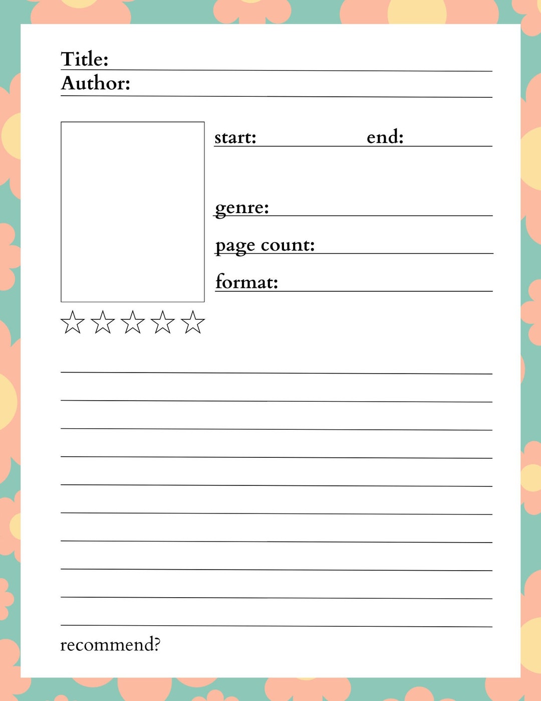 Digital Book Journal Template - Etsy