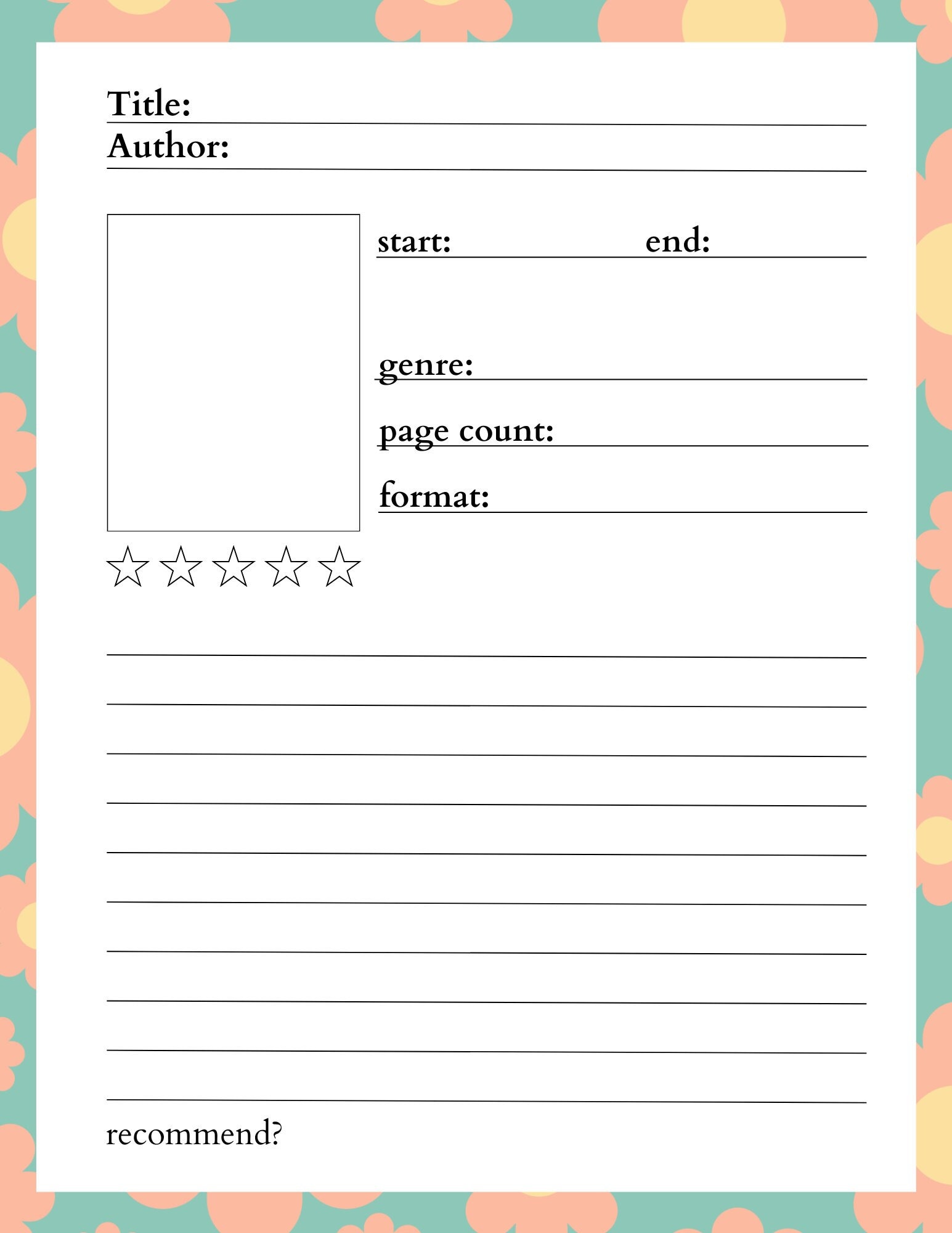 Digital Book Journal Template - Etsy