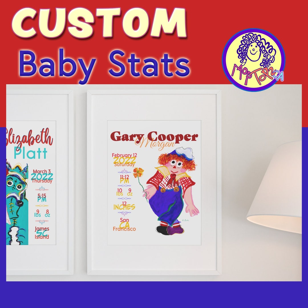 Raggedy Andy Poster Custom Baby Birth Stats Nursery Decor, Baby Gift ...