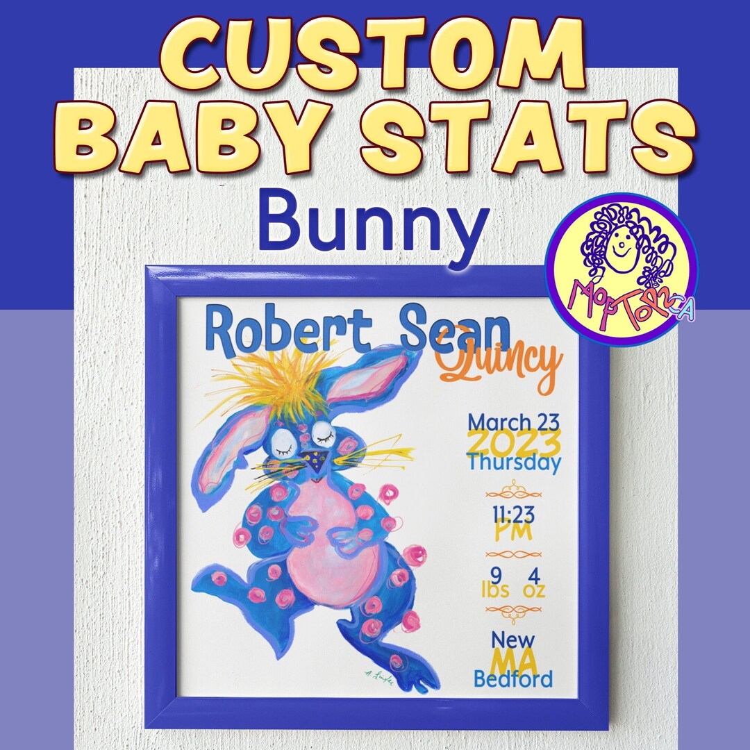 Custom Baby Birth Stats Bunny Poster Nursery Decor, Baby Gift, Newborn ...