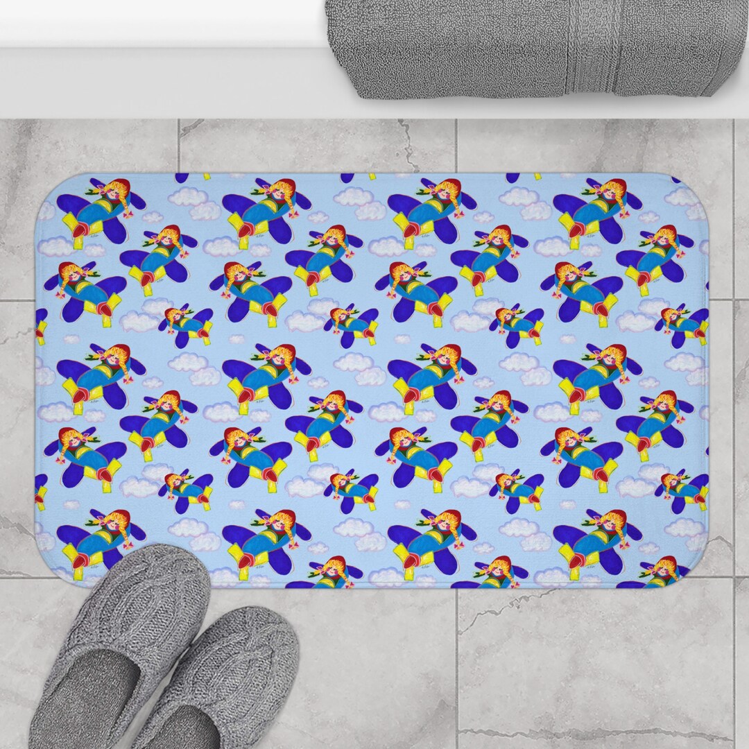 Airplane Pilot Bath Mat, Kids' Bathroom Decor, Aviation Decor, Aviation ...