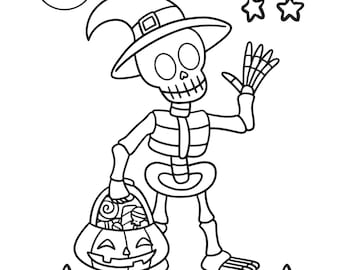pumpkin head skeleton coloring page