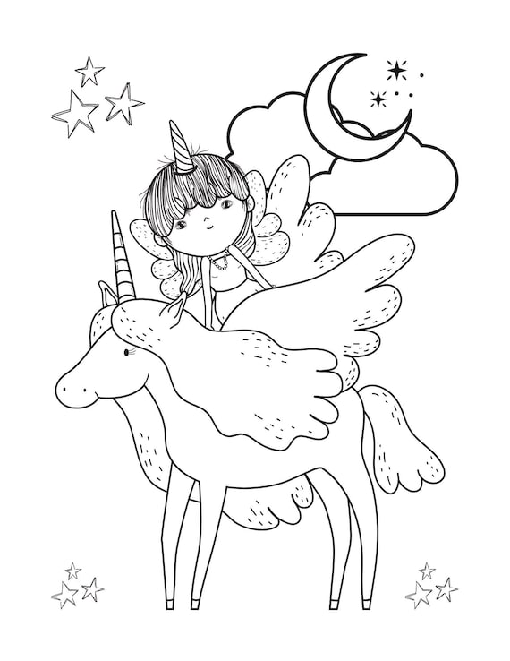 Unicorn and Friends Coloring Page-instant Download-fantasy - Etsy