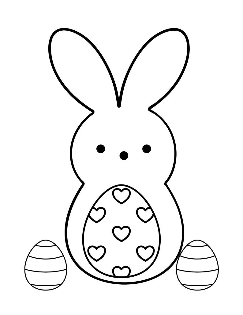 Adorable Easter Bunny With Eggs Coloring Sheet – Fun Spring Activity ...