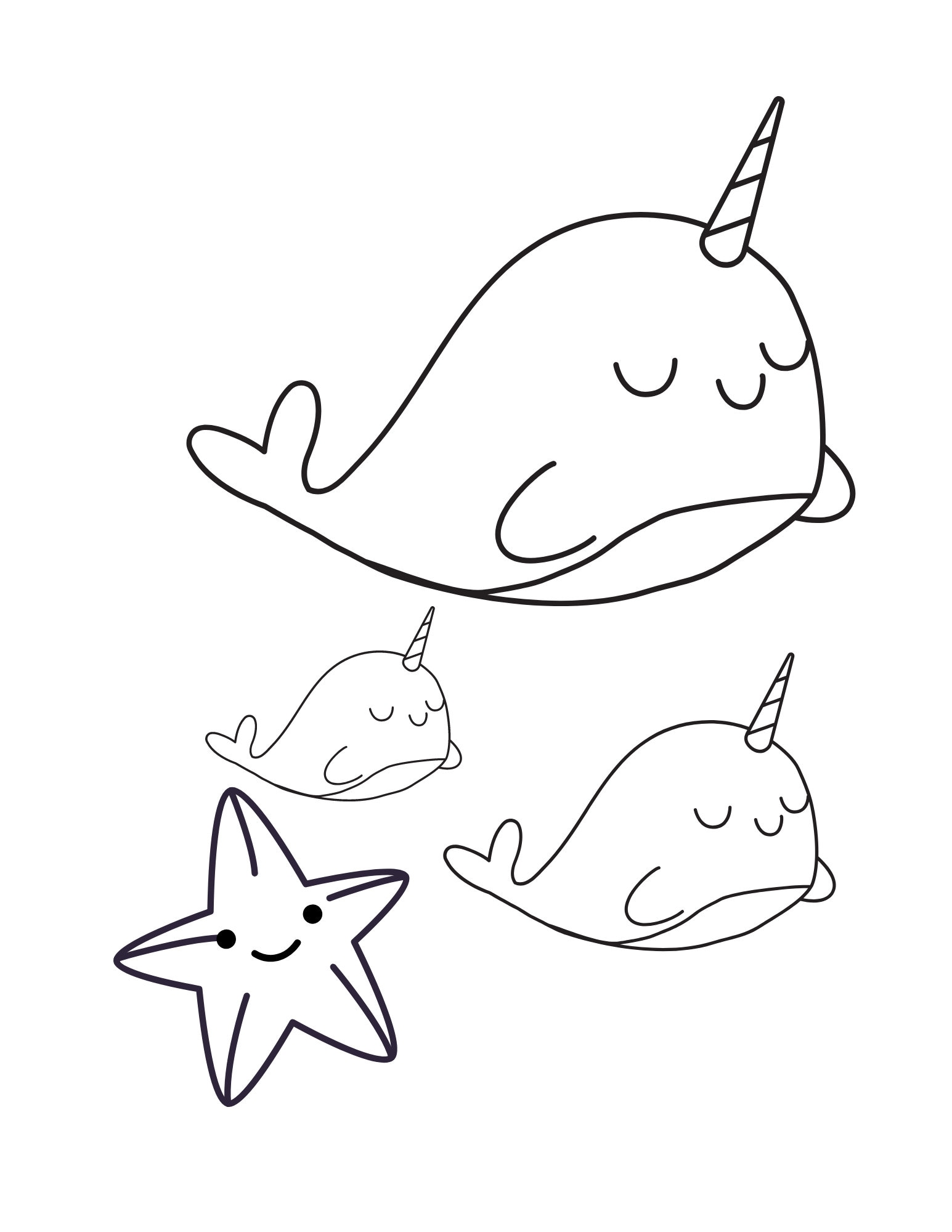 Narwhal Coloring Page Instant Download - Etsy