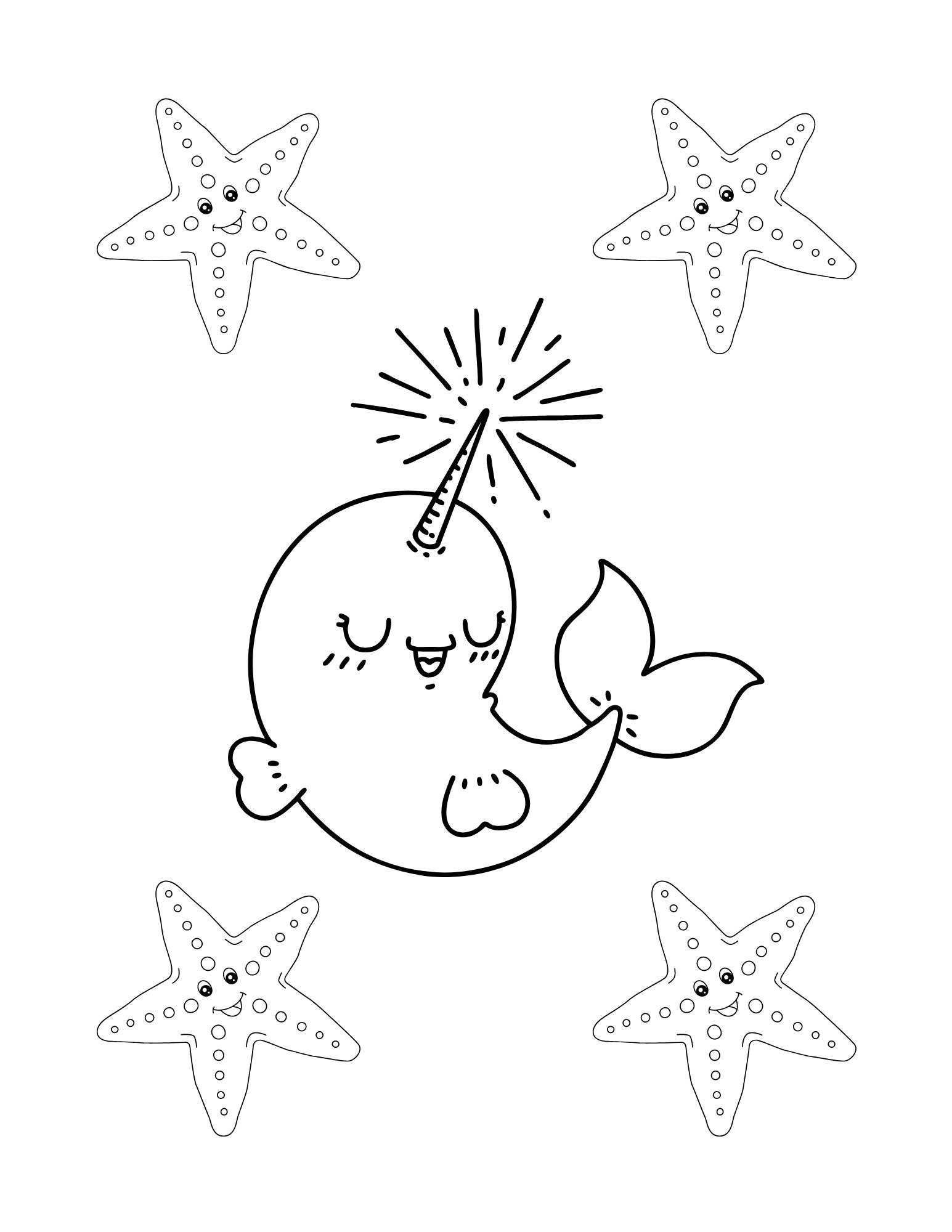 Cute Narwhal Coloring Pages