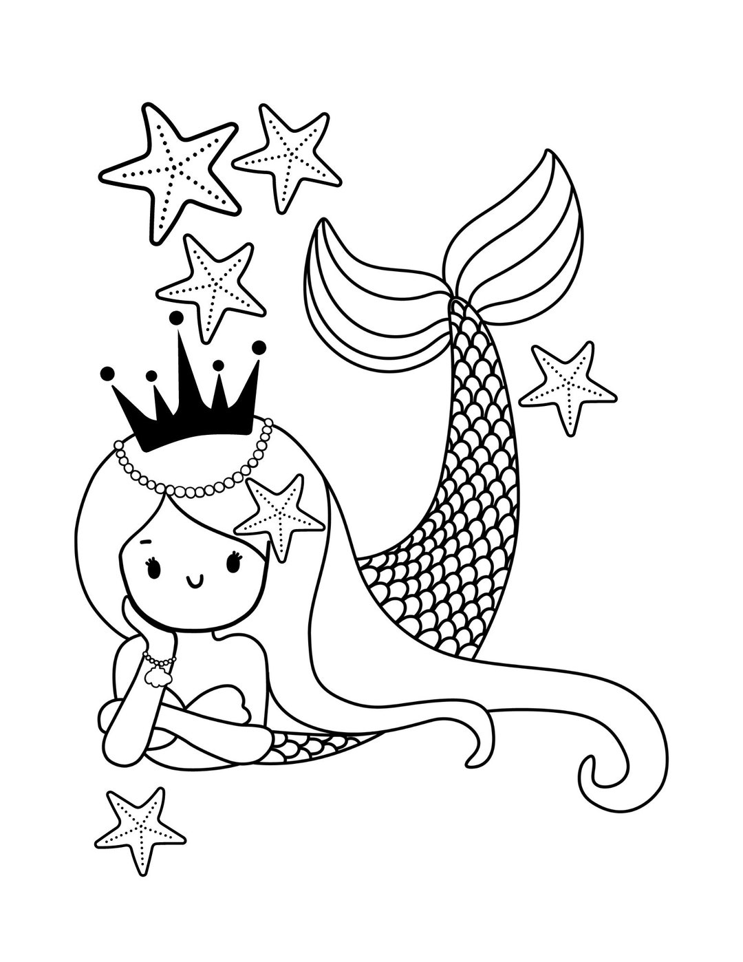 Mermaid BUNDLE - 10 Mermaid and Friends Coloring Pages - Etsy