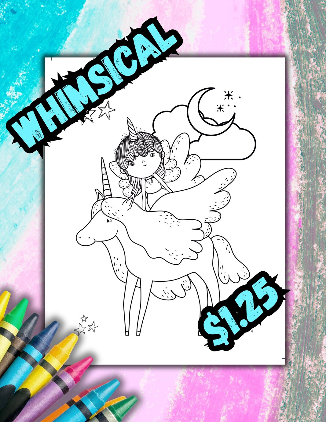 Unicorn and Friends Coloring Page-instant Download-fantasy Coloring ...