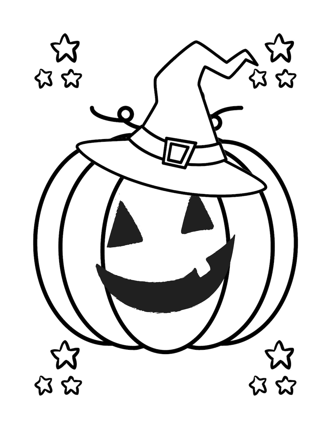 Halloween Coloring Page Cute Pumpkin - Etsy