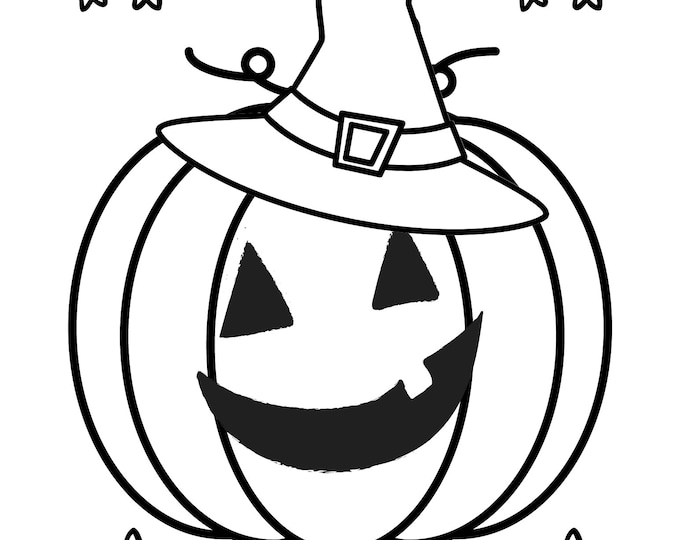 Halloween Coloring Page Cute Pumpkin - Etsy