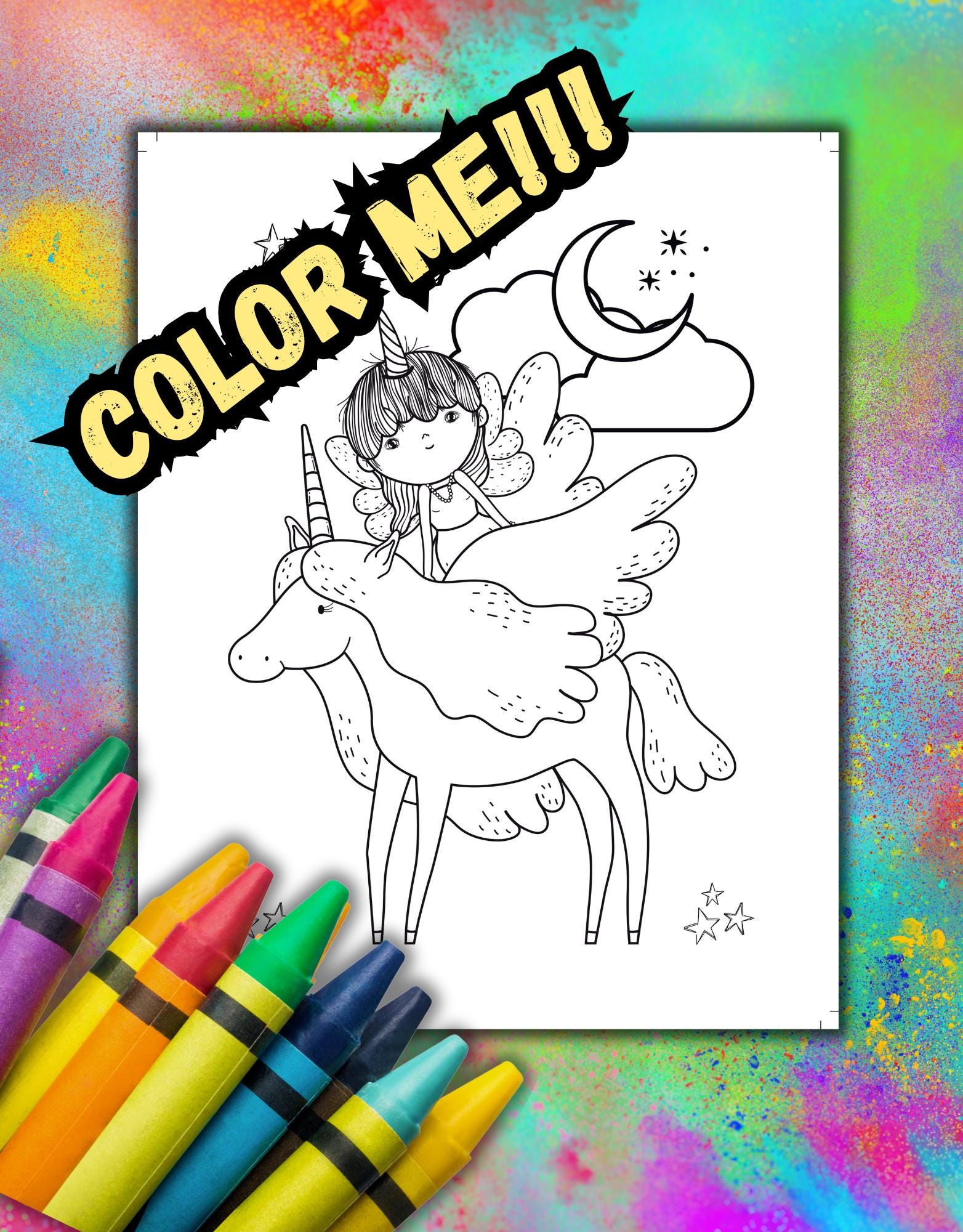 Unicorn and Friends Coloring Page-instant Download-fantasy Coloring ...