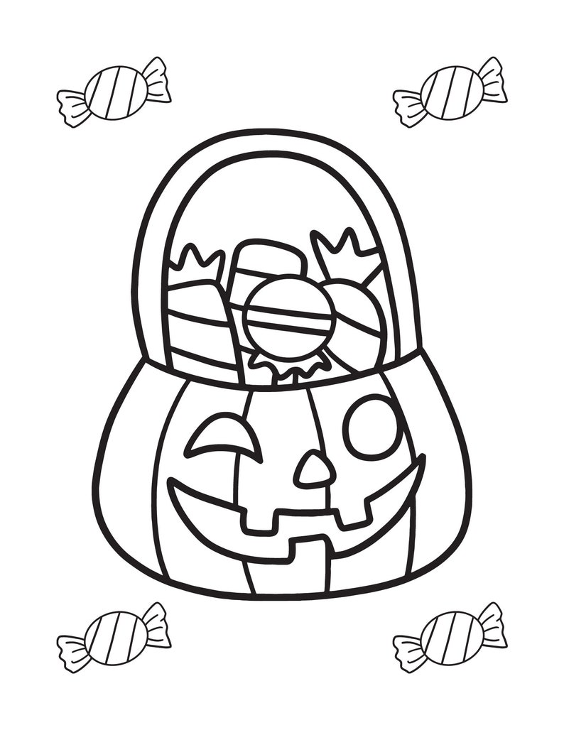 Halloween Candy Basket Coloring Page Instant Download - Etsy