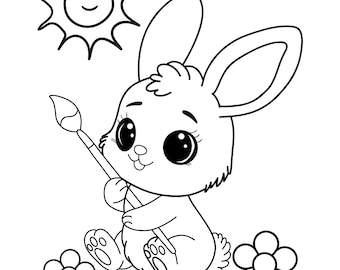 Adorable Easter Bunny With Eggs Coloring Sheet – Fun Spring Activity - Etsy