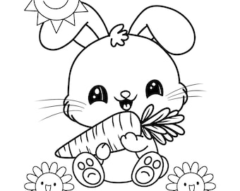 Cute Easter Bunny Coloring Page – Printable for Kids - Etsy