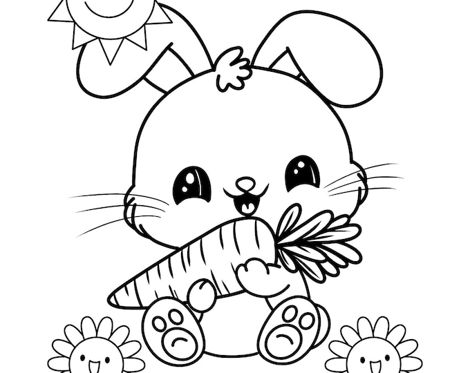 Adorable Easter Bunny With Eggs Coloring Sheet – Fun Spring Activity ...