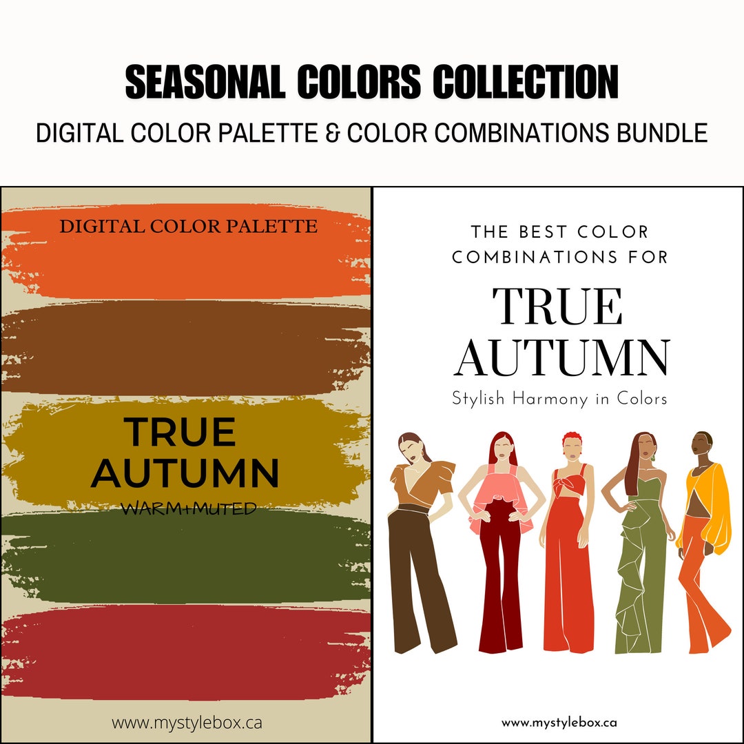 True Autumn Season Digital Color Palette and Color Combinations Bundle ...
