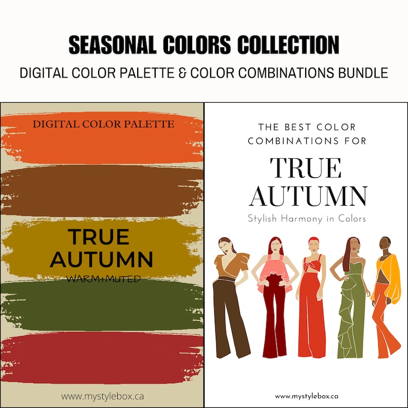 True Autumn Season Digital Color Palette and Color Combinations Bundle ...