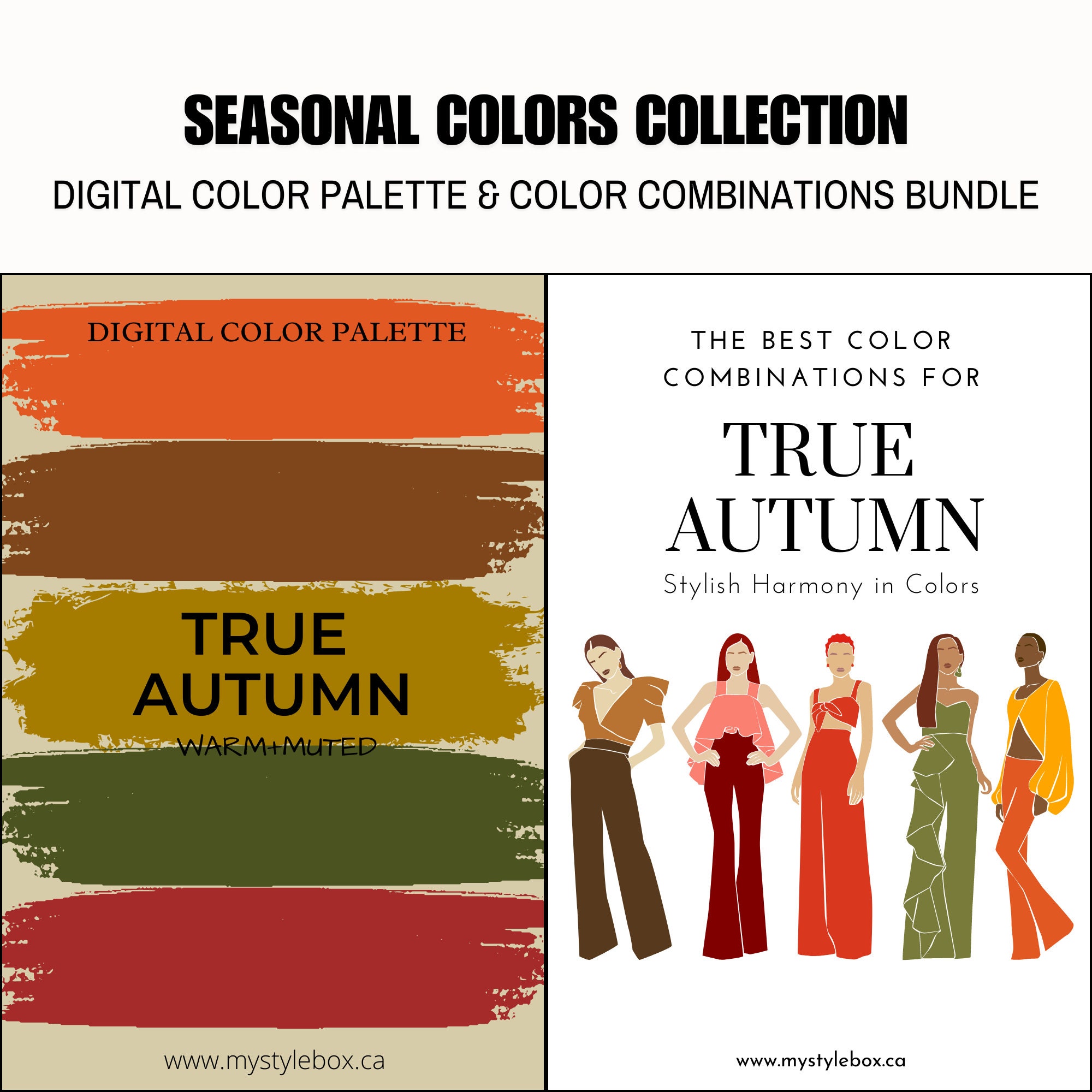 True Autumn Season Digital Color Palette and Color Combinations Bundle ...