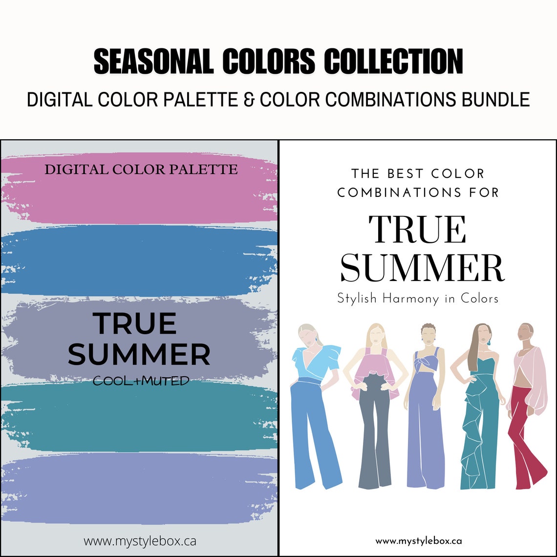 True Summer Season Digital Color Palette and Color Combinations Bundle ...
