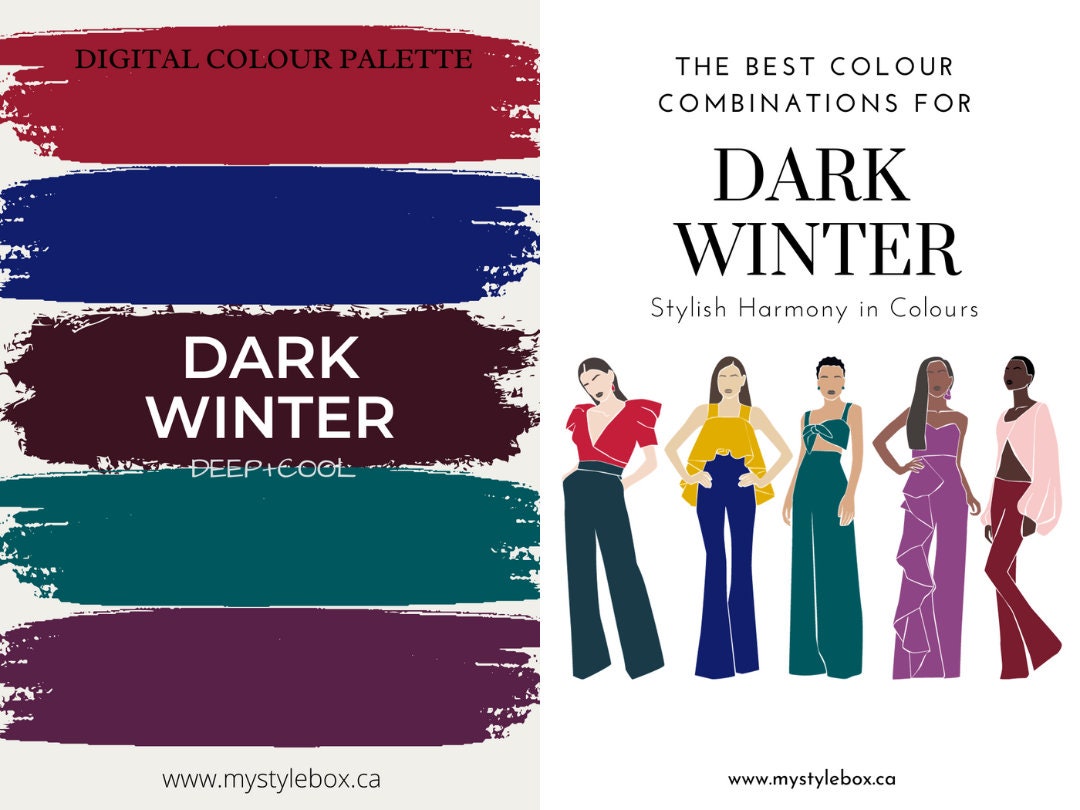Dark Winter Season Digital Color Palette and Color Combinations Bundle ...