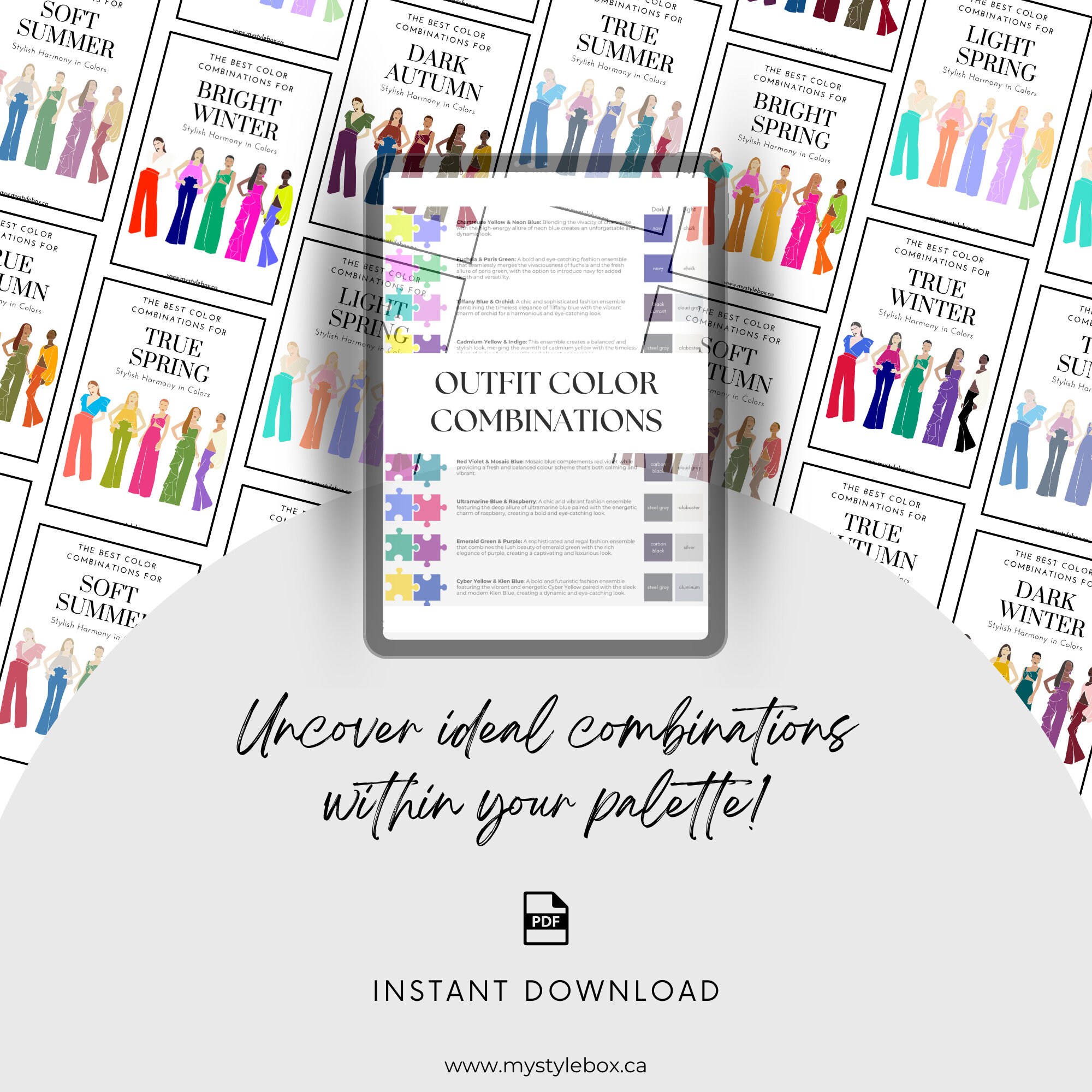 True Summer Season Digital Color Palette and Color Combinations Bundle ...