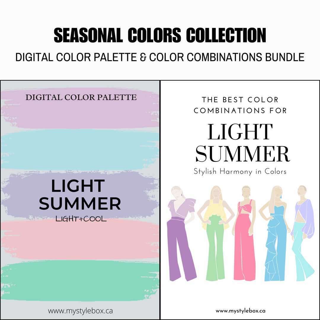 Light Summer Season Digital Color Palette and Color Combinations Bundle ...