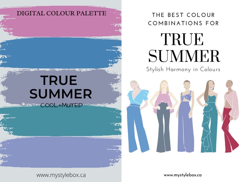 True Summer Season Digital Color Palette and Color Combinations Bundle ...