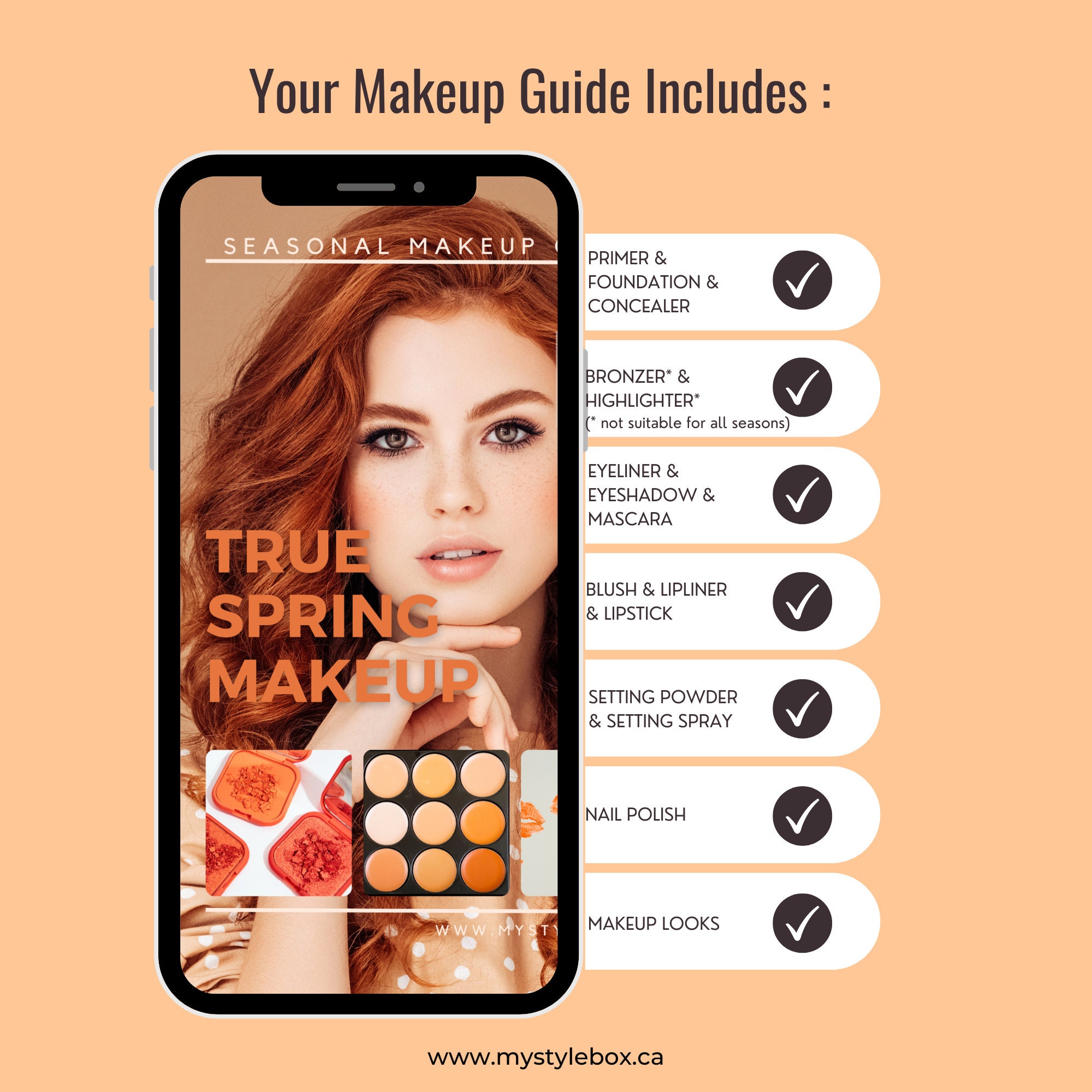 True (warm) Spring Color Season Makeup Guide - Etsy