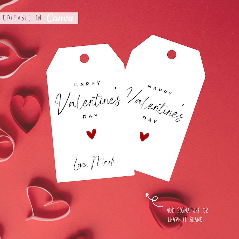 Simple Valentine's Day Gift Tag Template Minimalist - Etsy