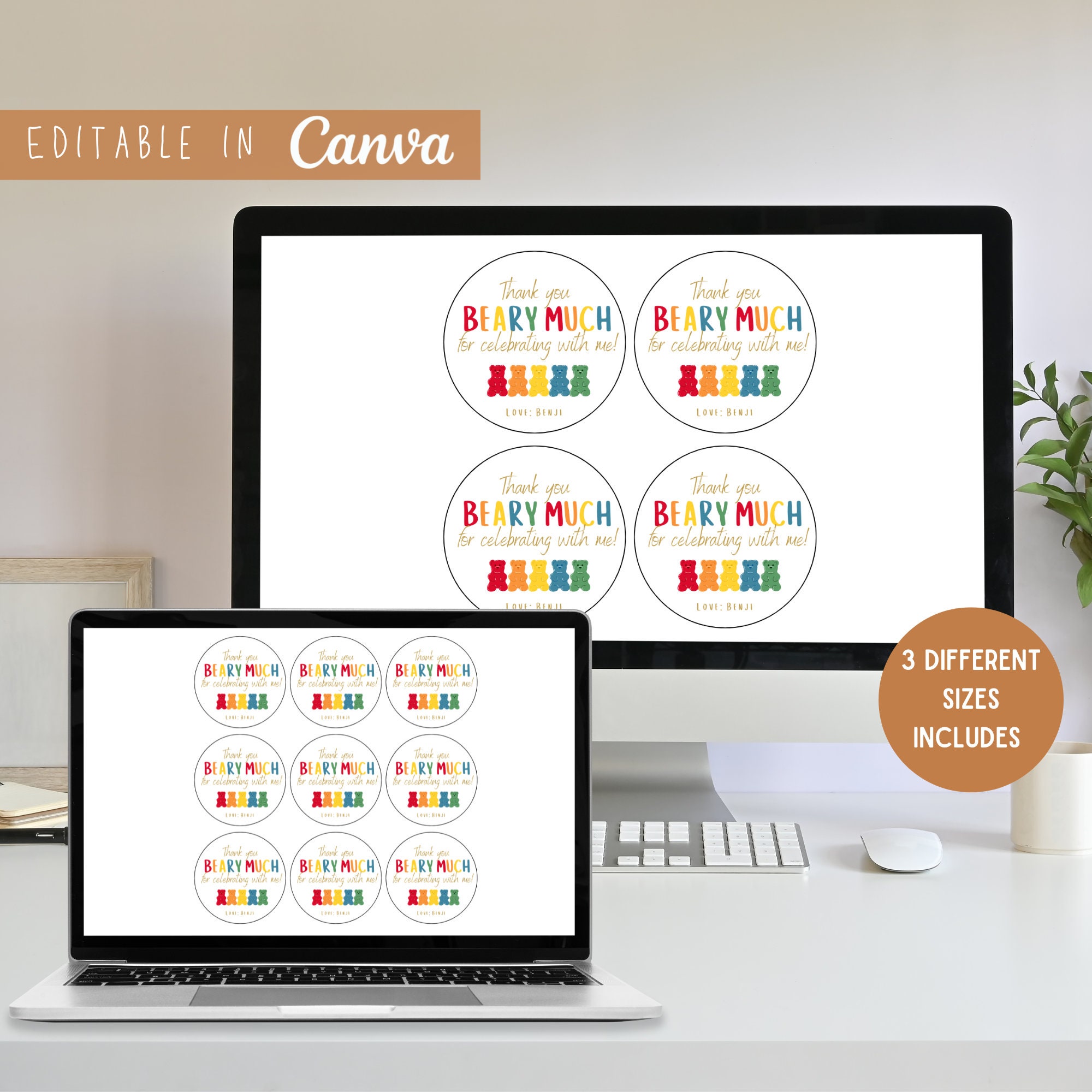 Gummy Bear Birthday Favor Tag: Canva Editable (digital Download) - Etsy
