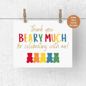 Digital Thank You Birthday Favor Tag|digital Download|gummy Bear Favor ...