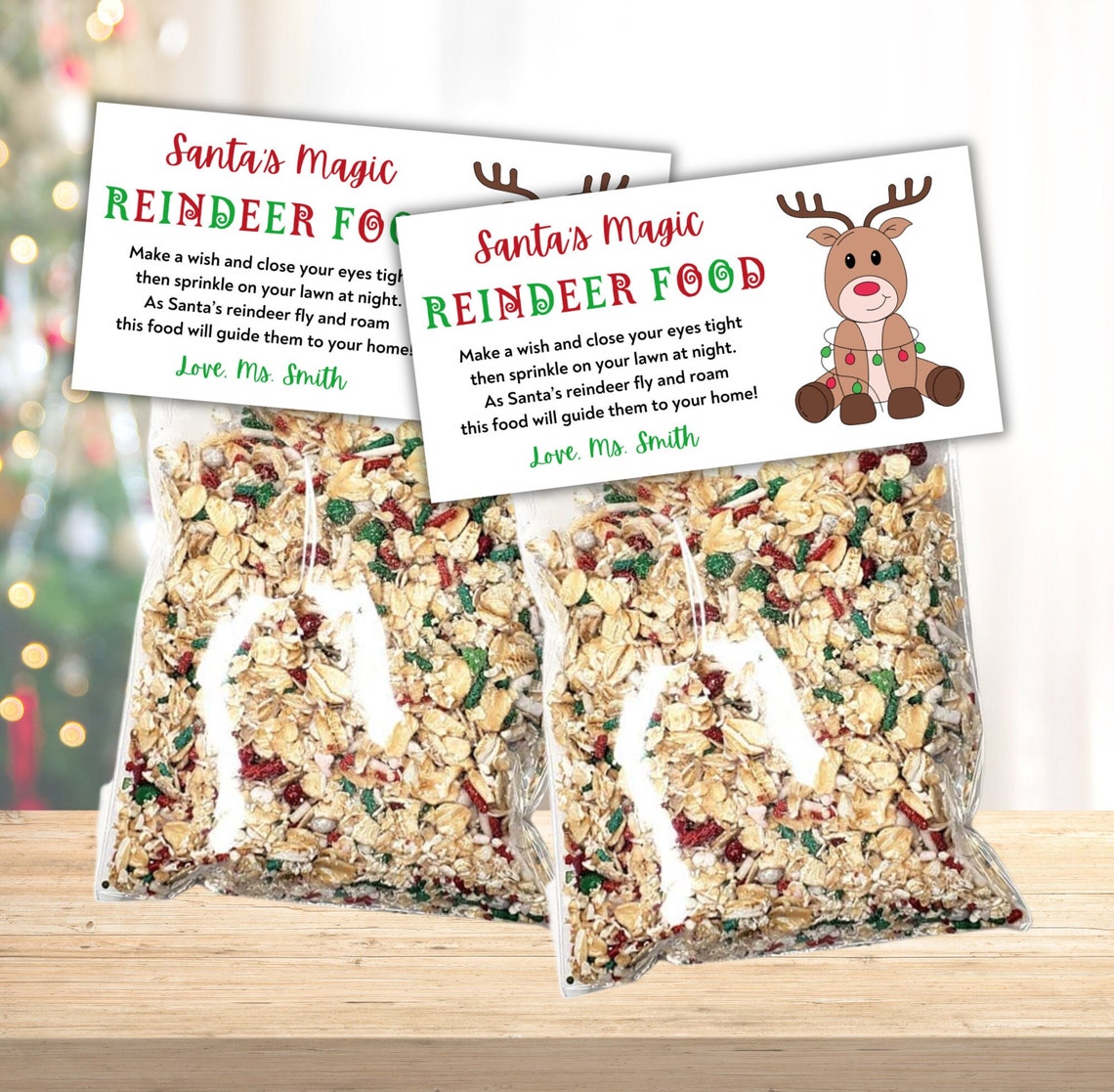 10 Magic Reindeer Food Bags and Labels - Christmas Eve Tradition - Etsy